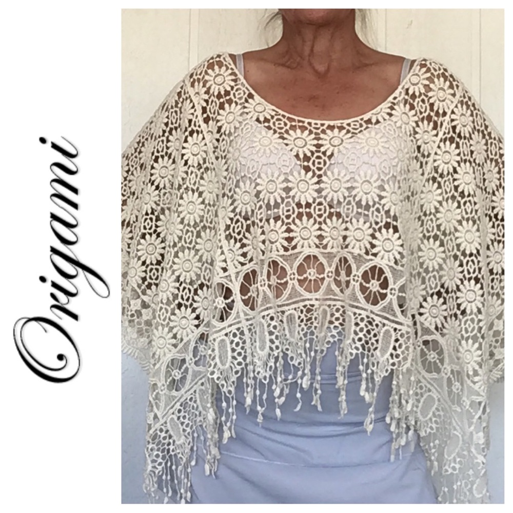 Origami By Vivien Crochet Poncho Topper Os - Gem